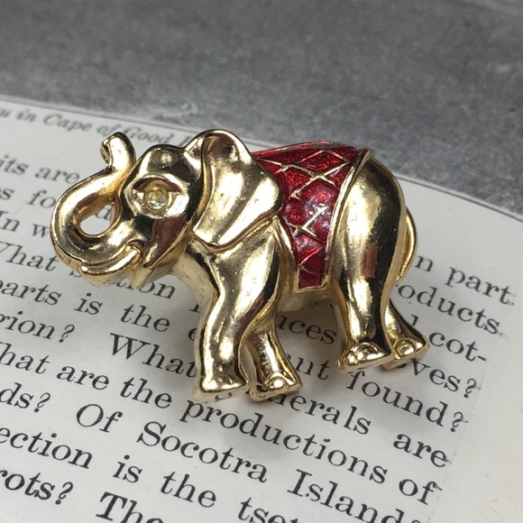 Vintage | Jewelry | Vintage Enamel Rhinestone Elephant Tie Tack Pin ...